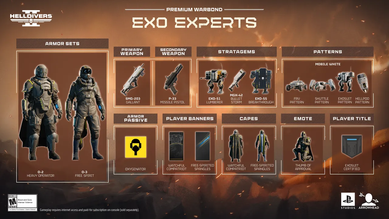 Helldivers 2 Exo Experts Warbond launches April 28 with new Exosuits ...
