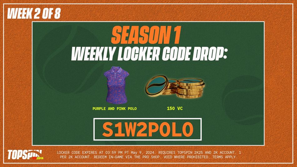 TopSpin 2K25 - List of all Locker codes for June 2024 and how to redeem ...